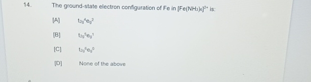 Solved The ground-state electron configuration of Fe ﻿in | Chegg.com