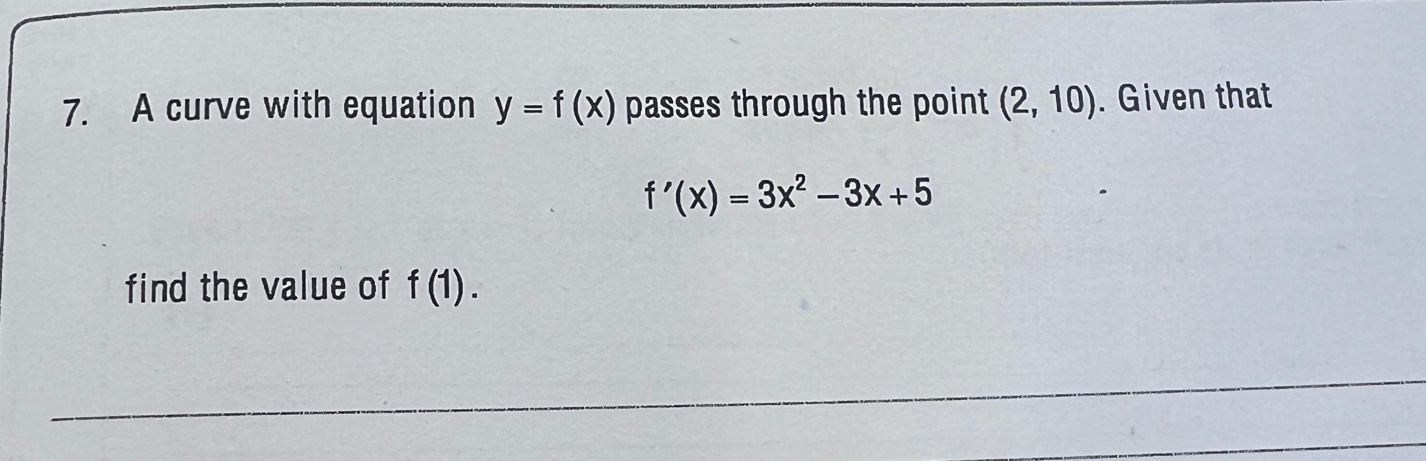 Solved A curve with equation y=f(x) ﻿passes through the | Chegg.com