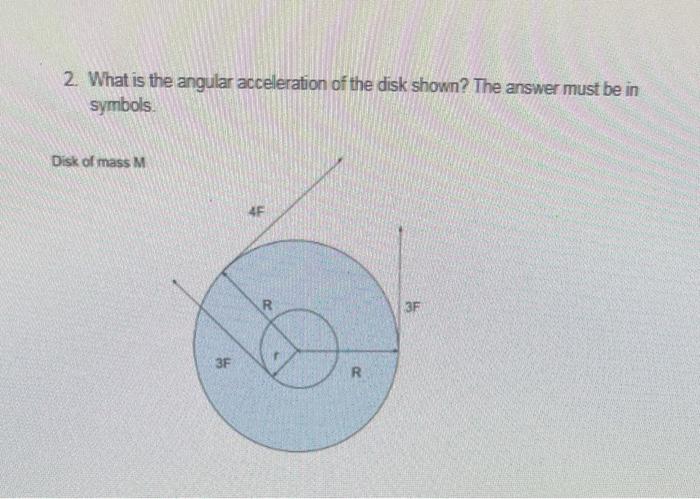 Solved 2. What is the angular acceleration of the disk | Chegg.com
