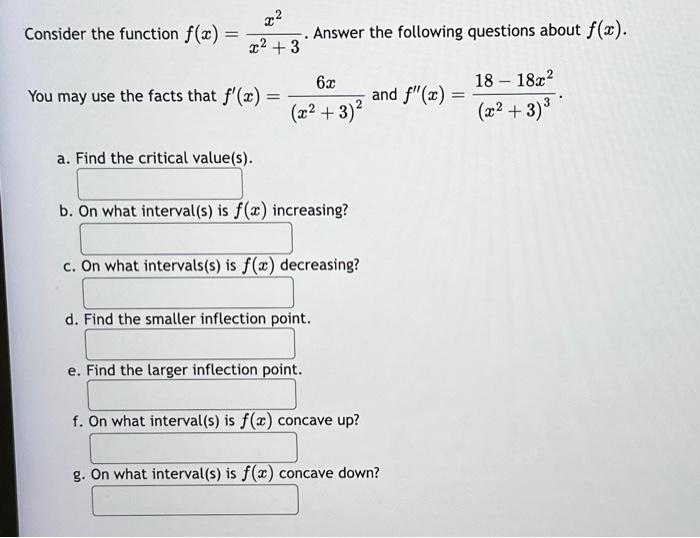 Solved Consider the function f(x)=x2+3x2. Answer the | Chegg.com