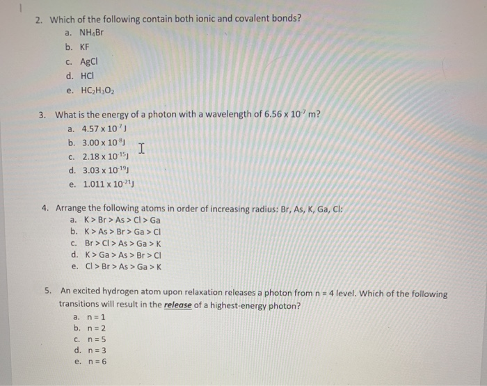 Solved 2. Which of the following contain both ionic and | Chegg.com