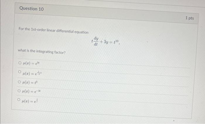 Solved For the 1st-order linear differential equation | Chegg.com