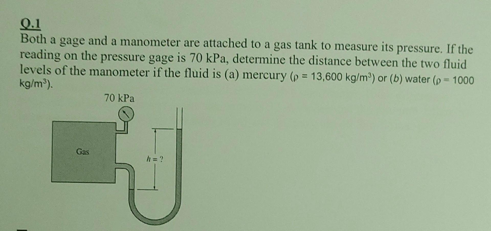 Solved 0.1 Both a gage and a manometer are attached to a gas | Chegg.com