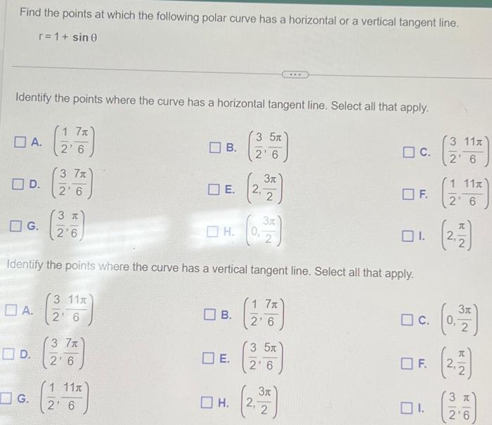 Solved Find the points at which the following polar curve | Chegg.com