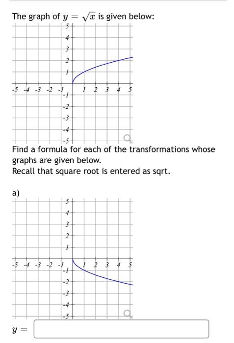 Solved The graph of y = va is given below: 5+ 4 3 3 2 1 2 3 | Chegg.com
