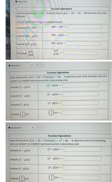 Solved - cuestion 5 Question 6 Gunction Operations Given the | Chegg.com