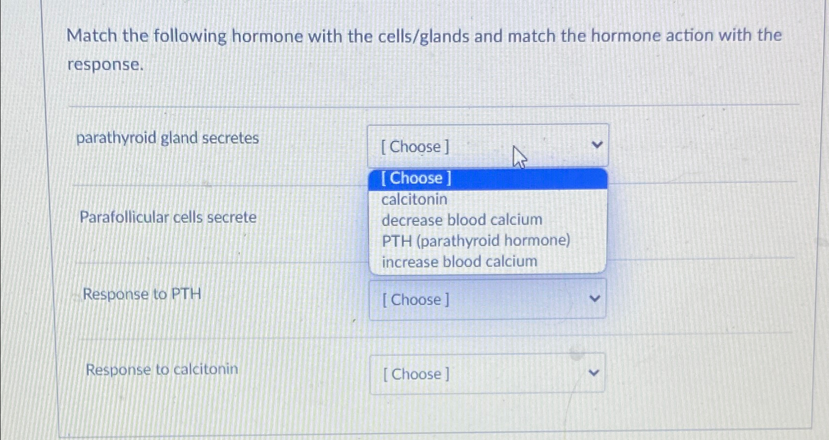 Solved Match the following hormone with the cells/glands and | Chegg.com