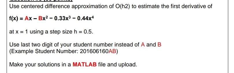 Solved Use Centered Difference Approximation Of O H2 To