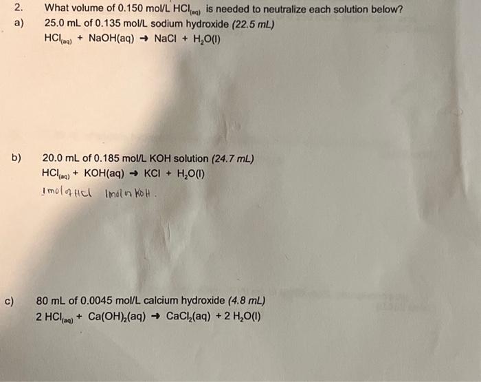 Solved 1. 17.85 mL of nitric acid is needed to neutralize | Chegg.com