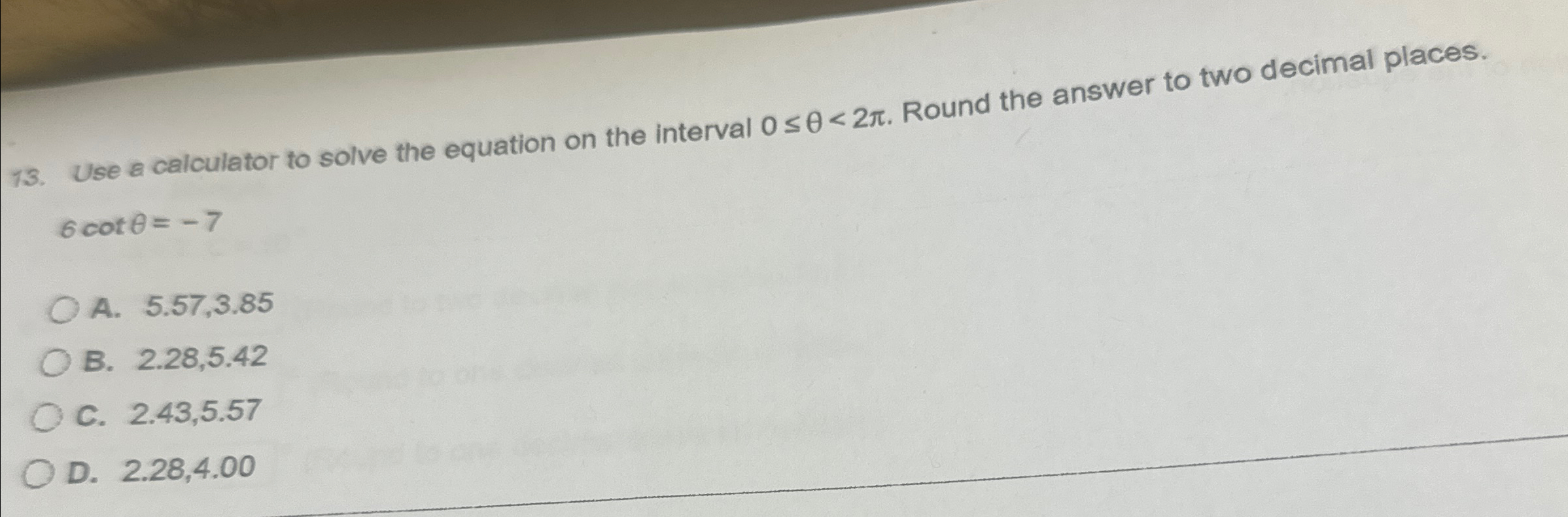 Solved Use a calculator to solve the equation on the | Chegg.com