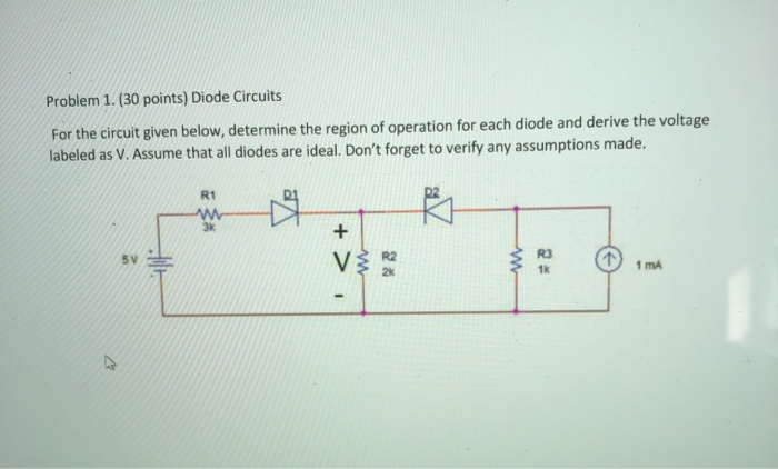 Solved Problem 1. (30 points) Diode Circuits For the circuit | Chegg.com