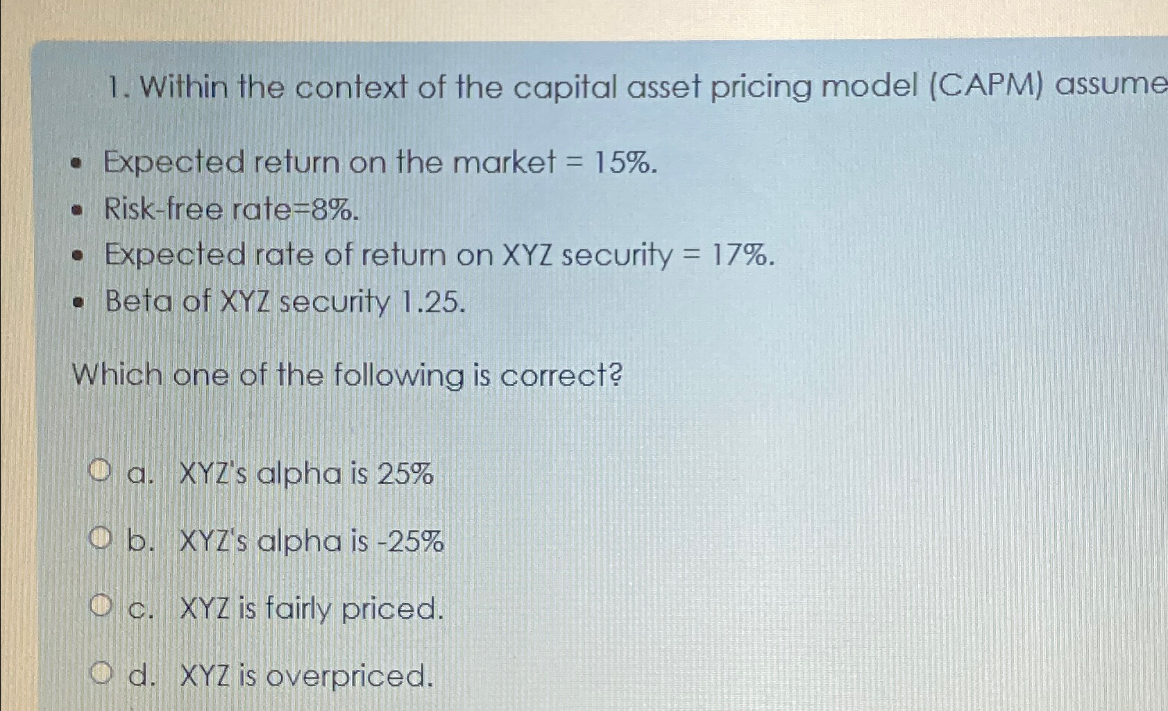 Solved Within the context of the capital asset pricing model | Chegg.com