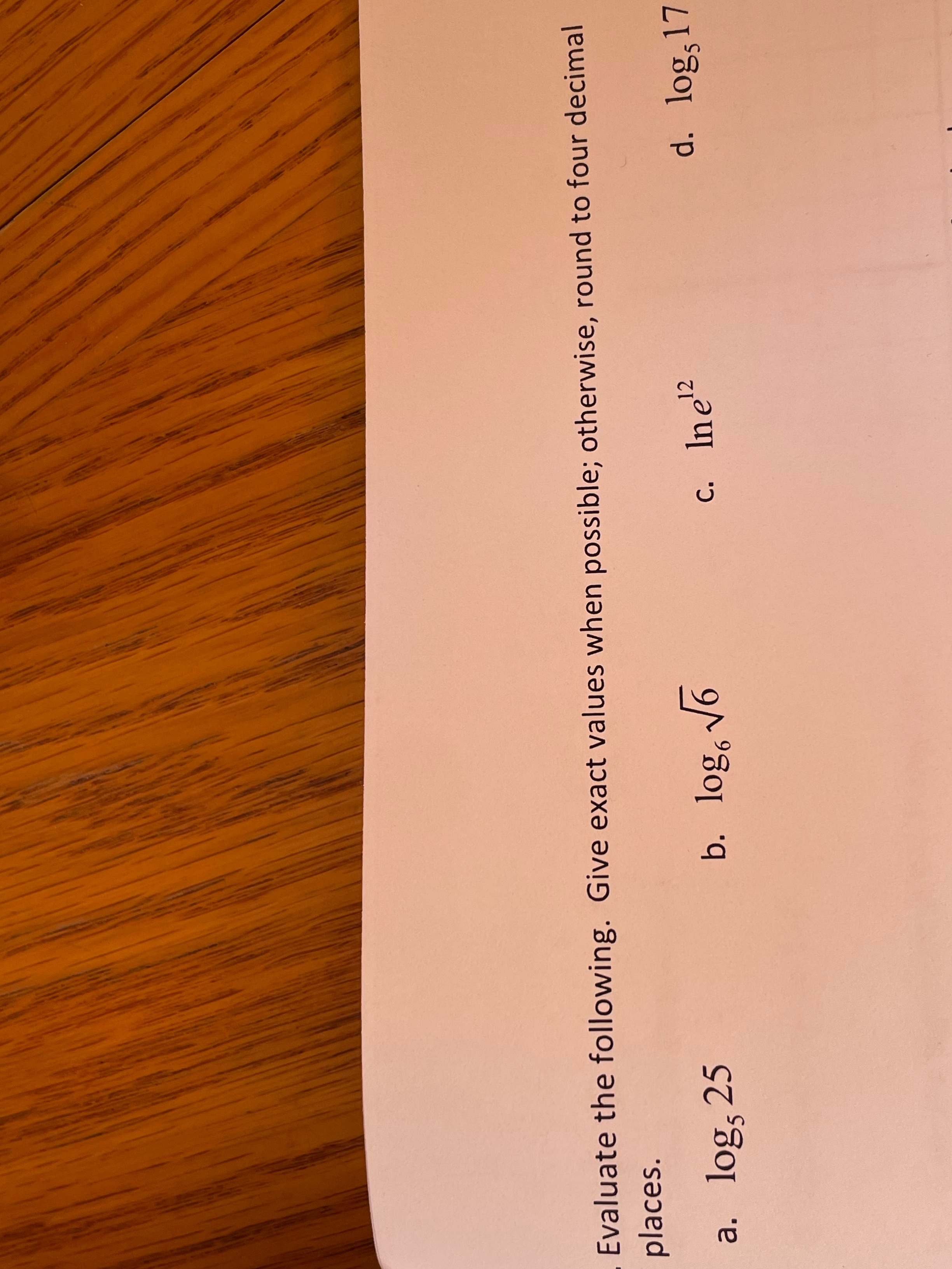 Solved Evaluate the following. Give exact values when | Chegg.com