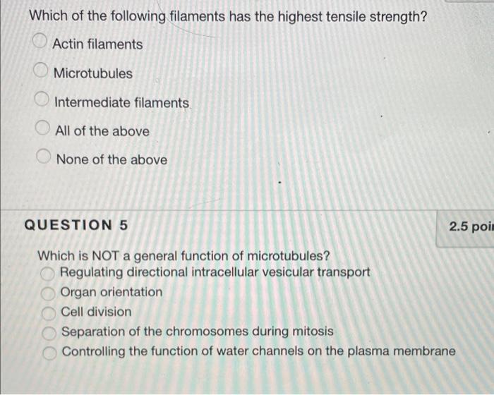 Solved Which of the following filaments has the highest | Chegg.com