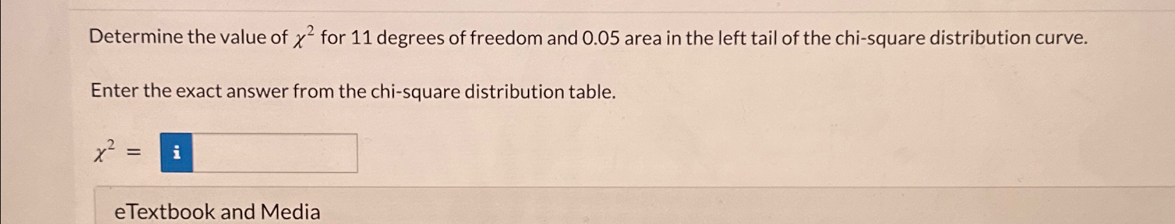 Determine the value of χ2 ﻿for 11 ﻿degrees of freedom | Chegg.com