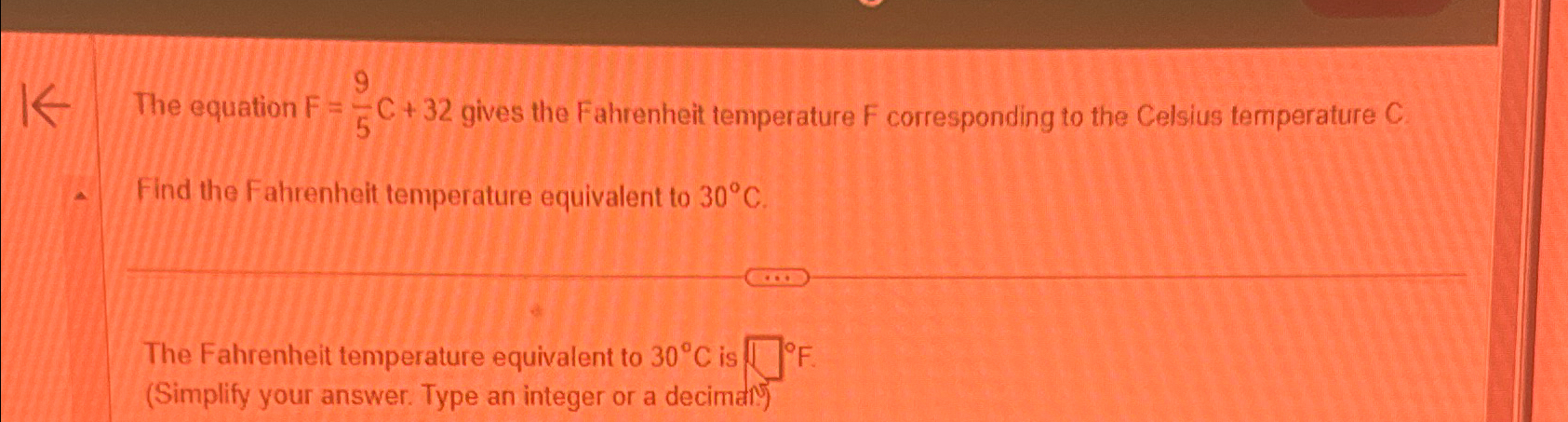 Solved KThe equation F=95C+32 ﻿gives the Fahrenheit | Chegg.com