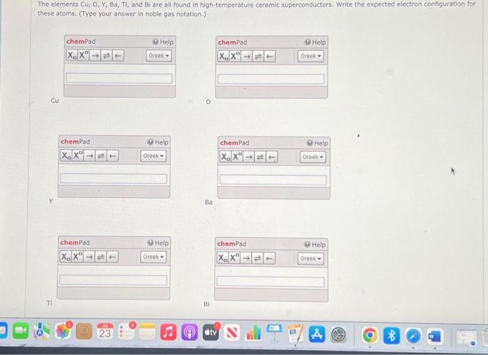 Solved The elements Cu,O,Y,Bs, T, and Bi are all found in | Chegg.com