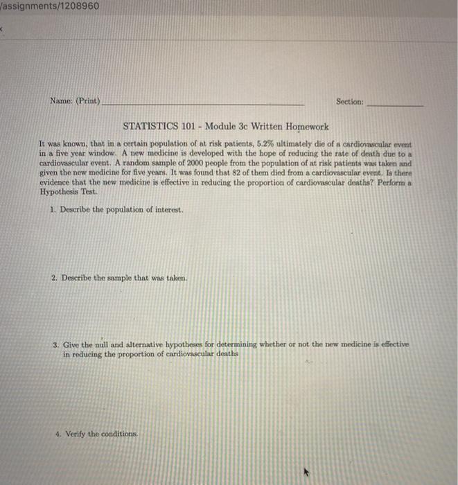 assignments/1208960 Name: (Print) Section: STATISTICS | Chegg.com assignments/1208960 Name: (Print) Section: STATISTICS | Chegg.com