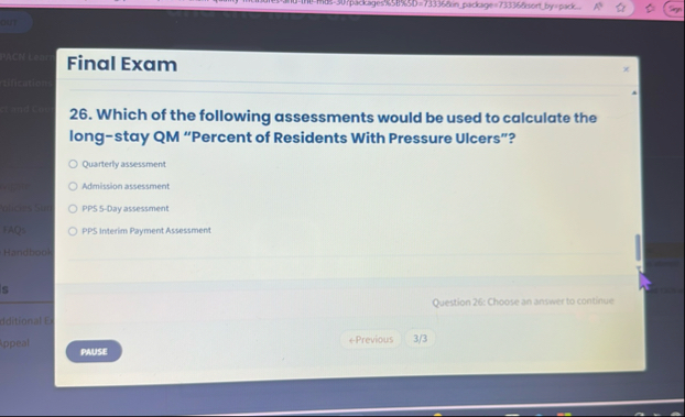 Solved Final Exam26. ﻿Which of the following assessments | Chegg.com