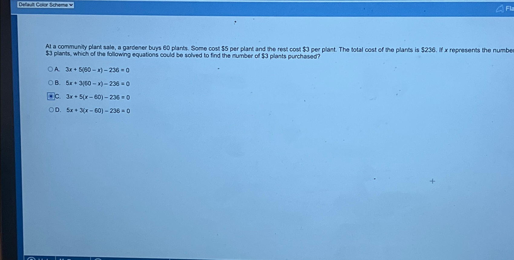 Solved Default Color Scheme vAt a community plant sale, a | Chegg.com