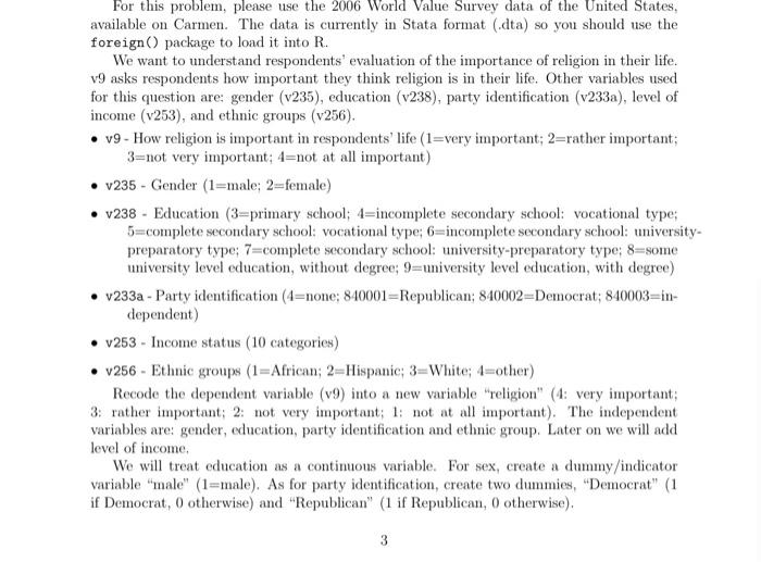 Solved How do you go about recoding the dependent variable | Chegg.com
