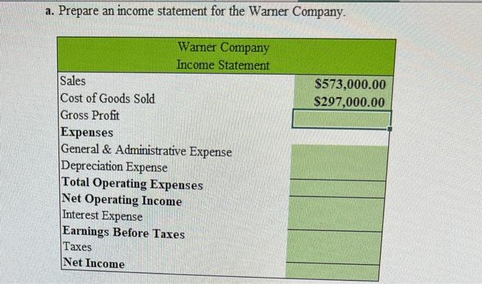Solved Prepare A Balance Sheet And Income Statement For The Chegg