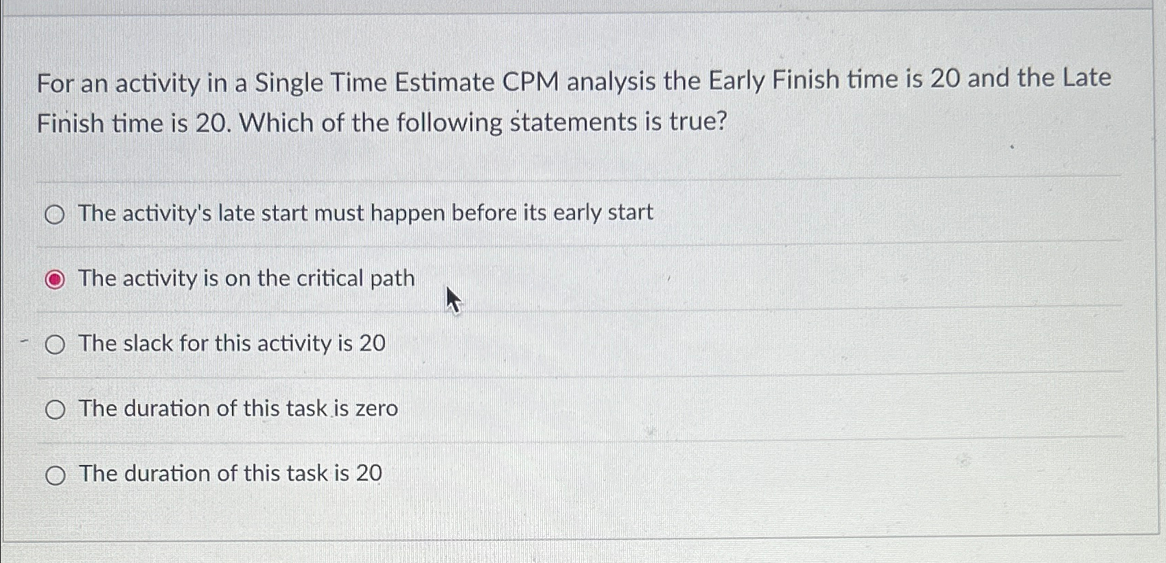 Solved For an activity in a Single Time Estimate CPM | Chegg.com