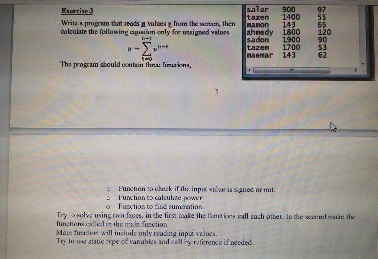 Solved Exercise 3 Write A Program That Reads A Values Y From 8570