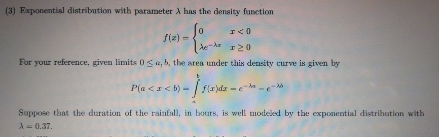 Solved (3) Exponential distribution with parameter has the | Chegg.com