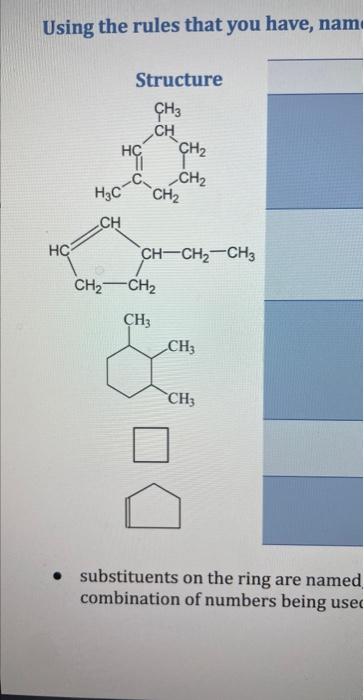 Solved Using the rules that you have, nam Structure - | Chegg.com