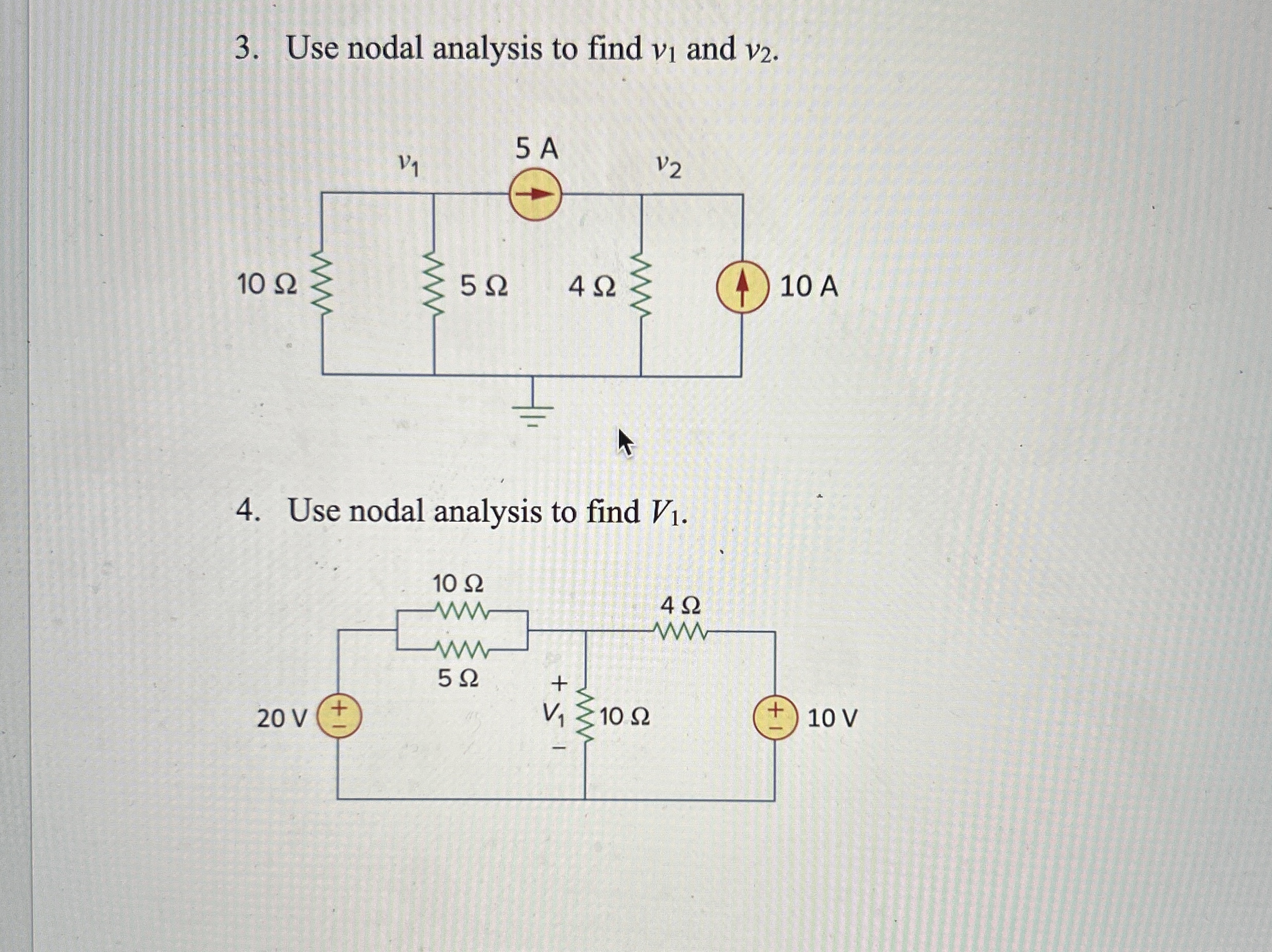 Solved Use nodal analysis to find v1 ﻿and v2.Use nodal | Chegg.com
