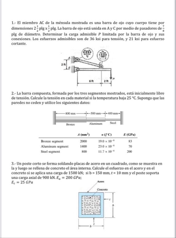 1.- ﻿El miembro AC de la ménsula mostrada es una | Chegg.com