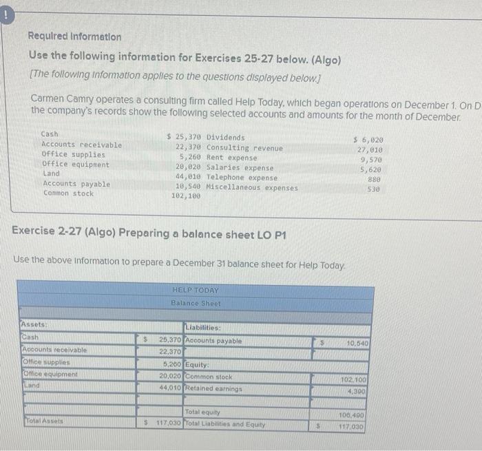 Solved Required Information Use the following information | Chegg.com