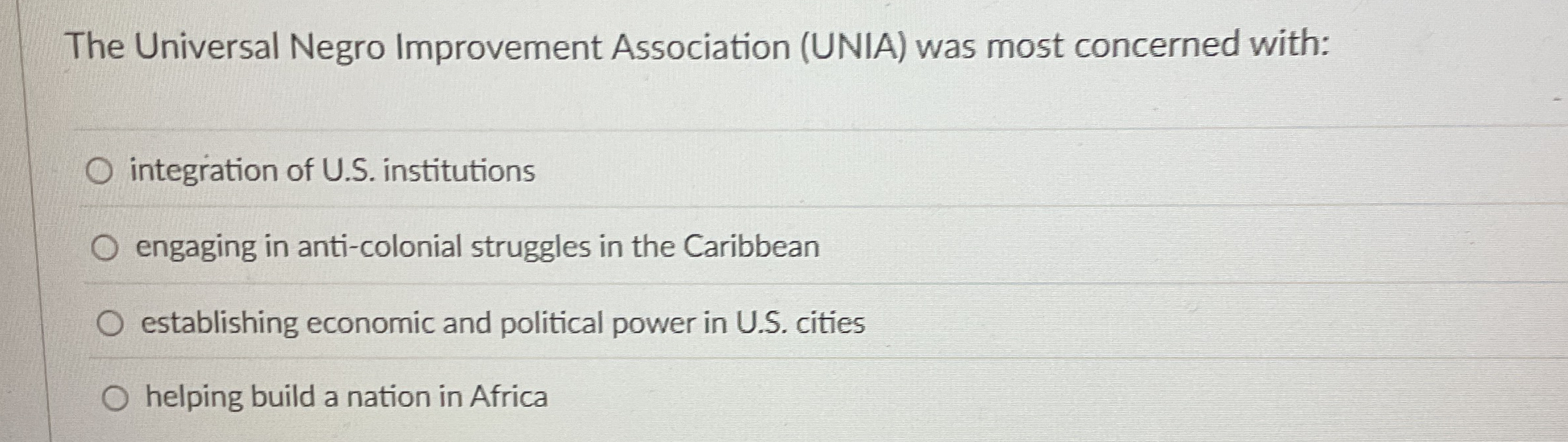 Solved The Universal Negro Improvement Association (UNIA) | Chegg.com