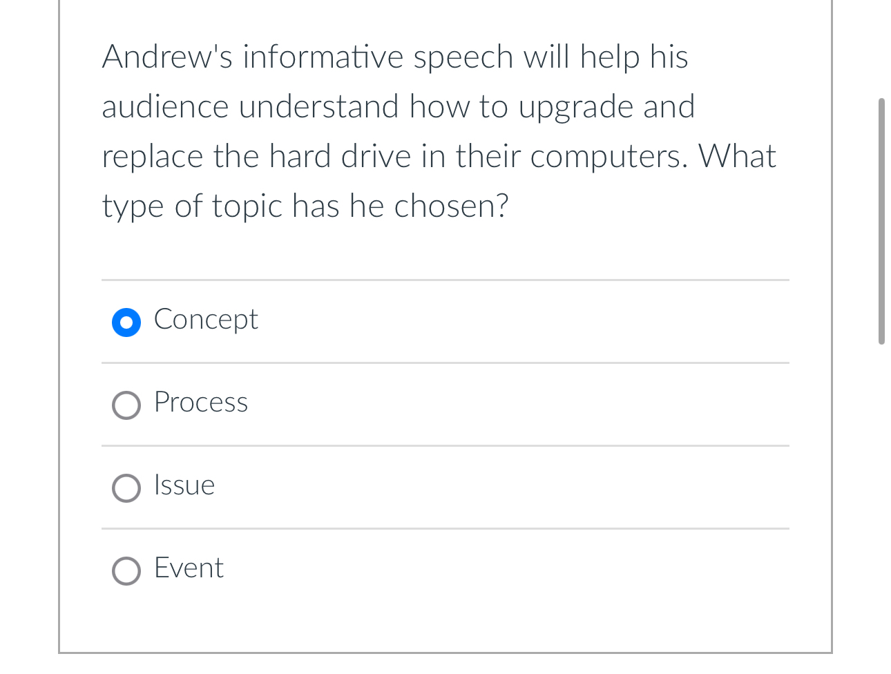 Solved Andrew's informative speech will help his audience | Chegg.com