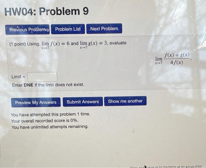 Solved HW04: Problem 9 Previous Problem Problem List Next | Chegg.com