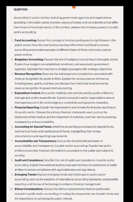 Solved Accounting for public entities, including government | Chegg.com