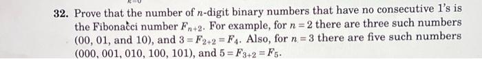 32. Prove that the number of n-digit binary numbers | Chegg.com