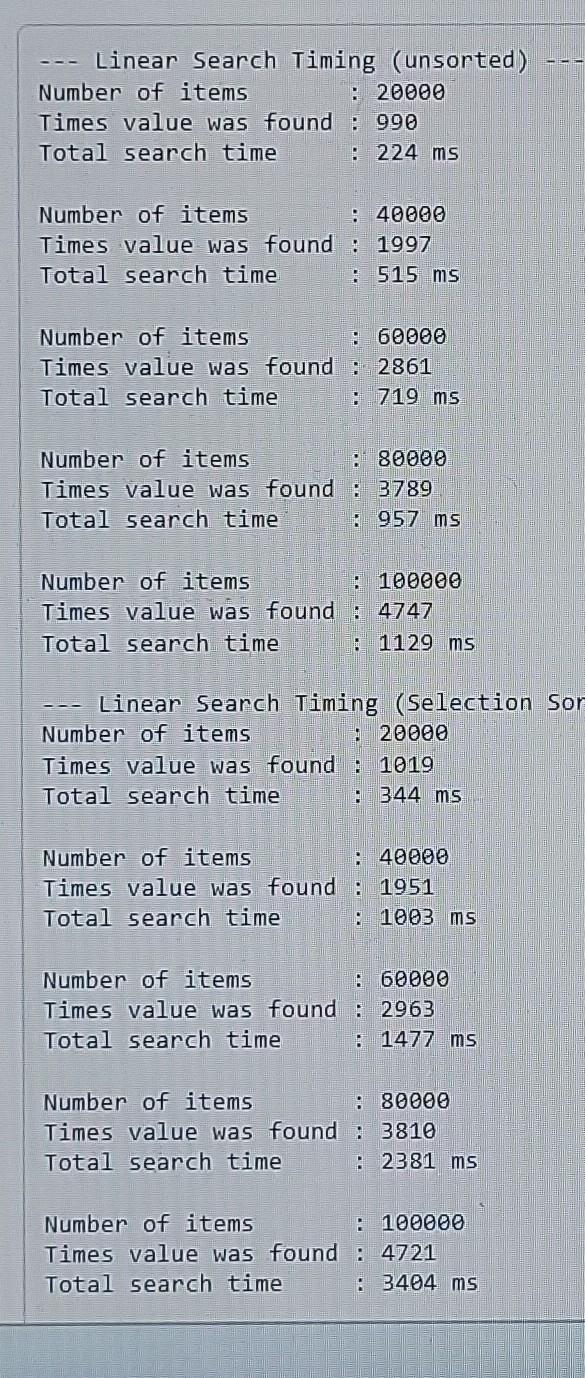 Solved - Using this array, time how long it takes to | Chegg.com