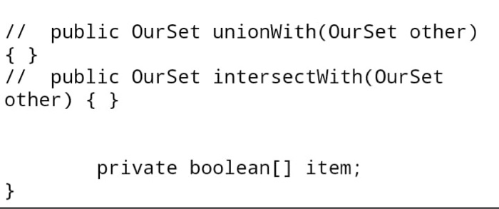Solved Add functionality using JAVA code, to the OurSet | Chegg.com