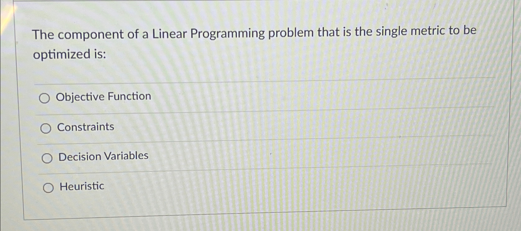 Solved The component of a Linear Programming problem that is | Chegg.com