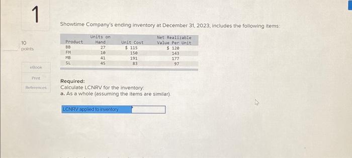 1 10 points eBook Print References Showtime Company's | Chegg.com