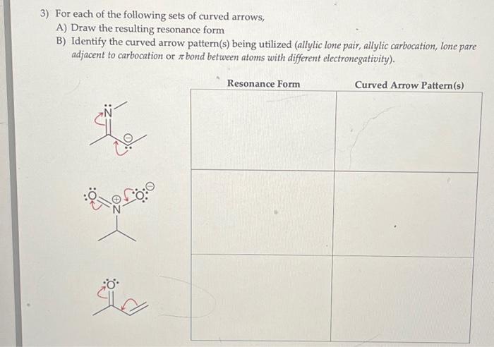 Solved 3) For each of the following sets of curved arrows, | Chegg.com