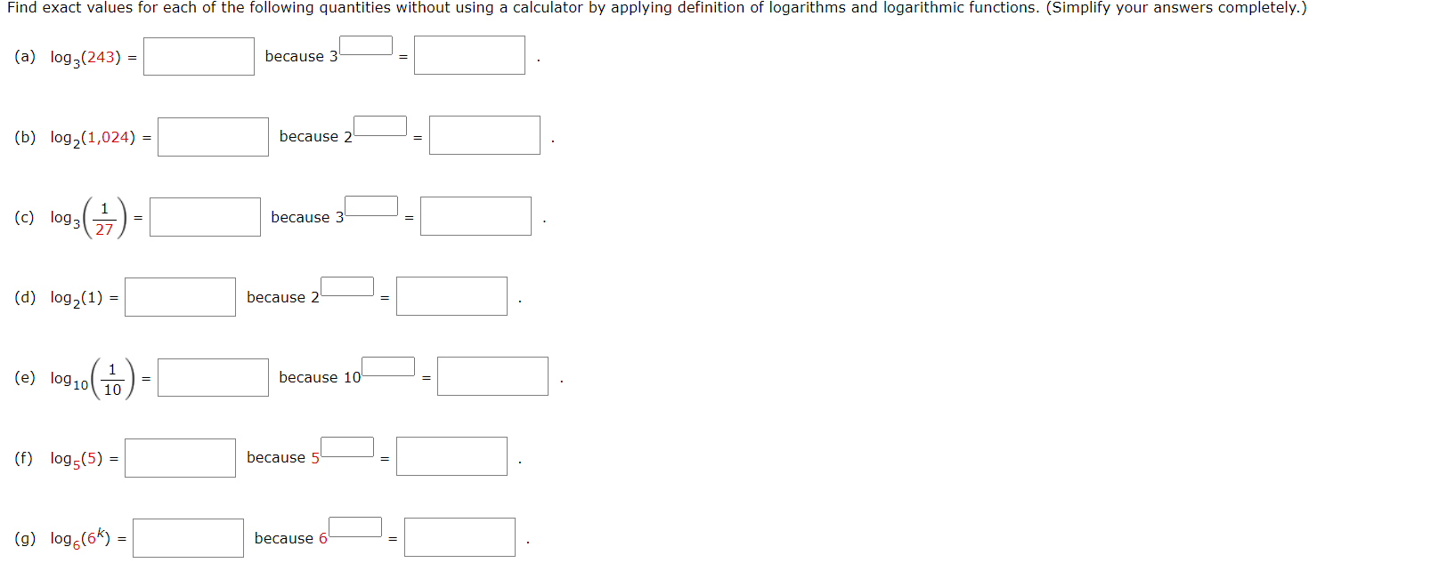 Solved Find exact values for each of the following | Chegg.com