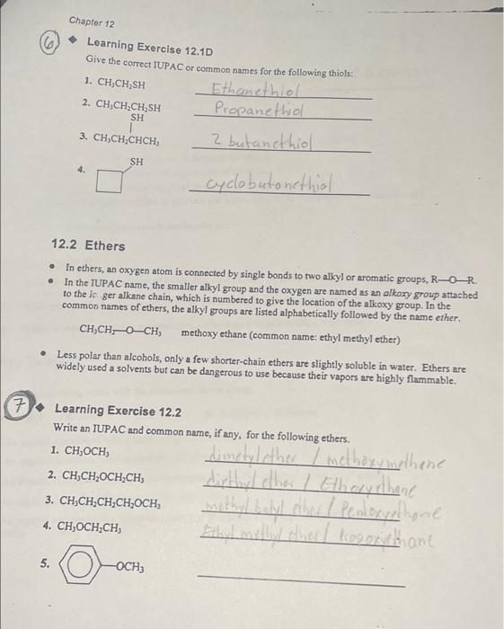 Solved O Chapter 12 Learning Exercise 12.1D Give the | Chegg.com