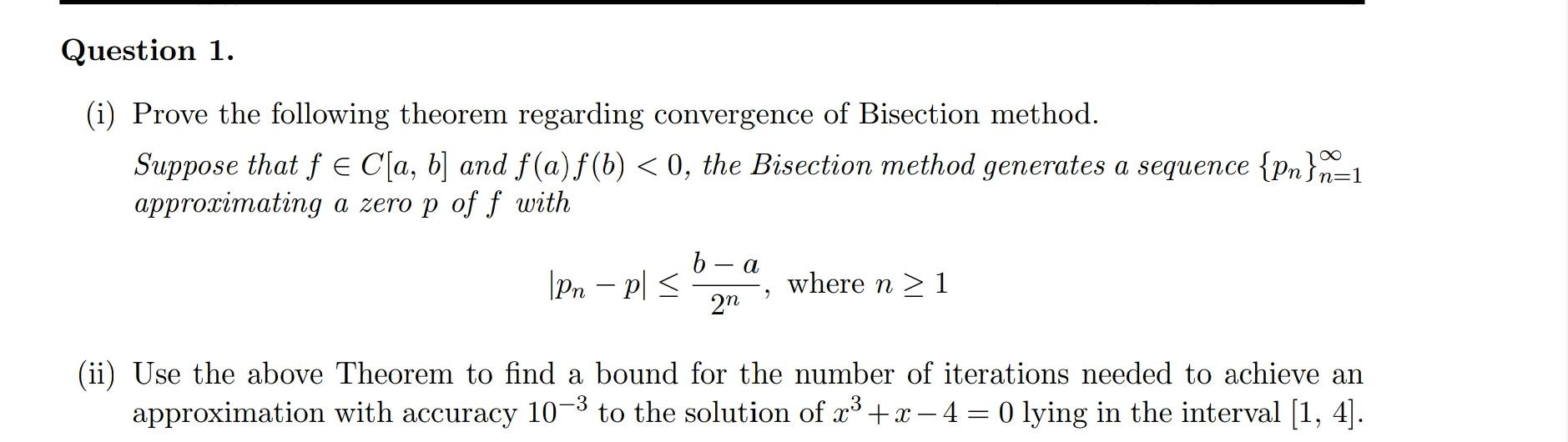 Solved (i) Prove the following theorem regarding convergence | Chegg.com