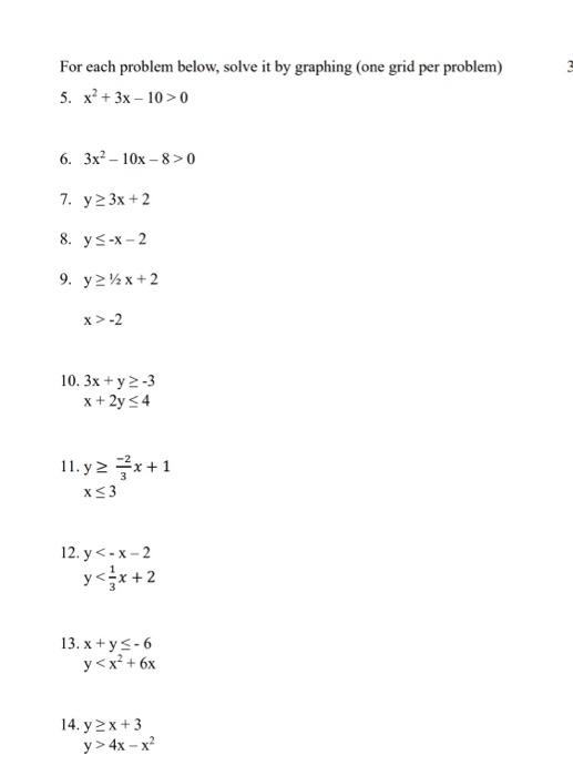 Solved For each problem below, solve it by graphing (one | Chegg.com