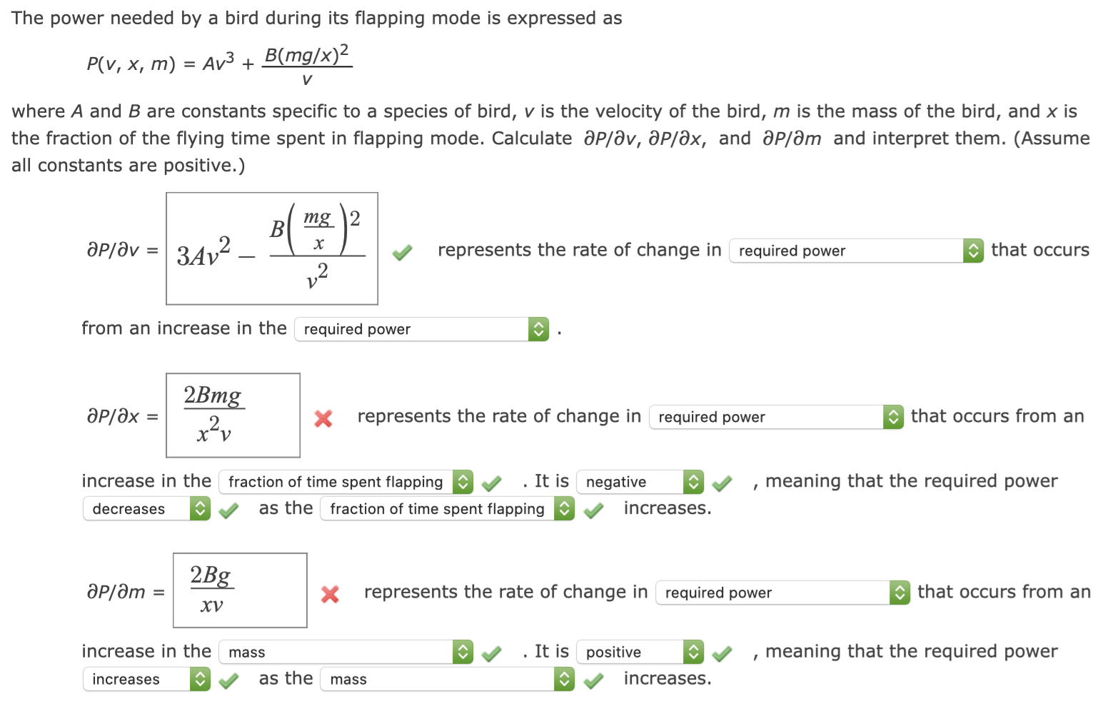 Solved The power needed by a bird during its flapping mode | Chegg.com