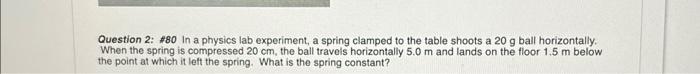 Solved Question 2: $80 In a physics lab experiment, a spring | Chegg.com