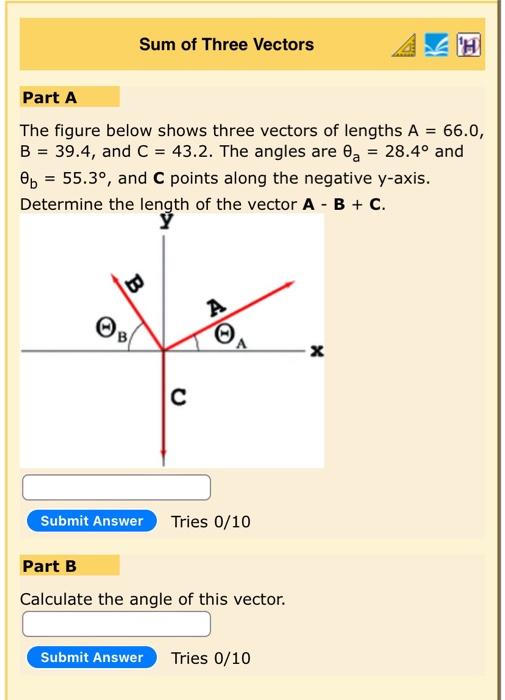 Solved Sum of Three Vectors 'H Part A The figure below shows | Chegg.com